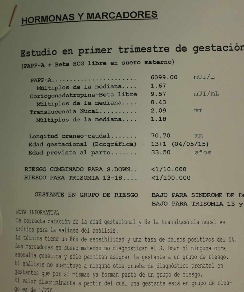 PAPP-A y beta HCG libre del primer trimestre | Mamuchi.es